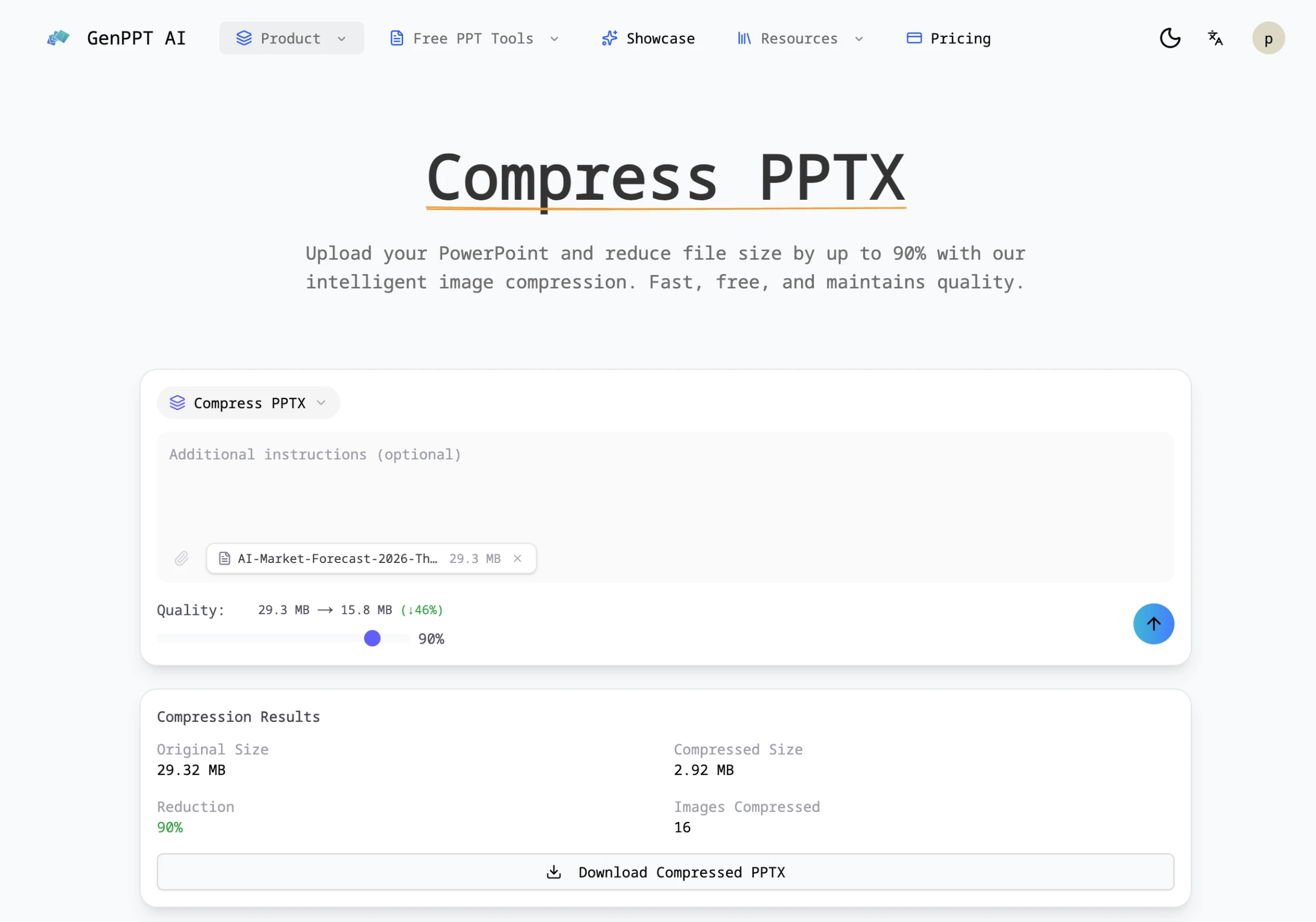 Compress PPTX - Free PowerPoint Compressor Tool | GenPPT